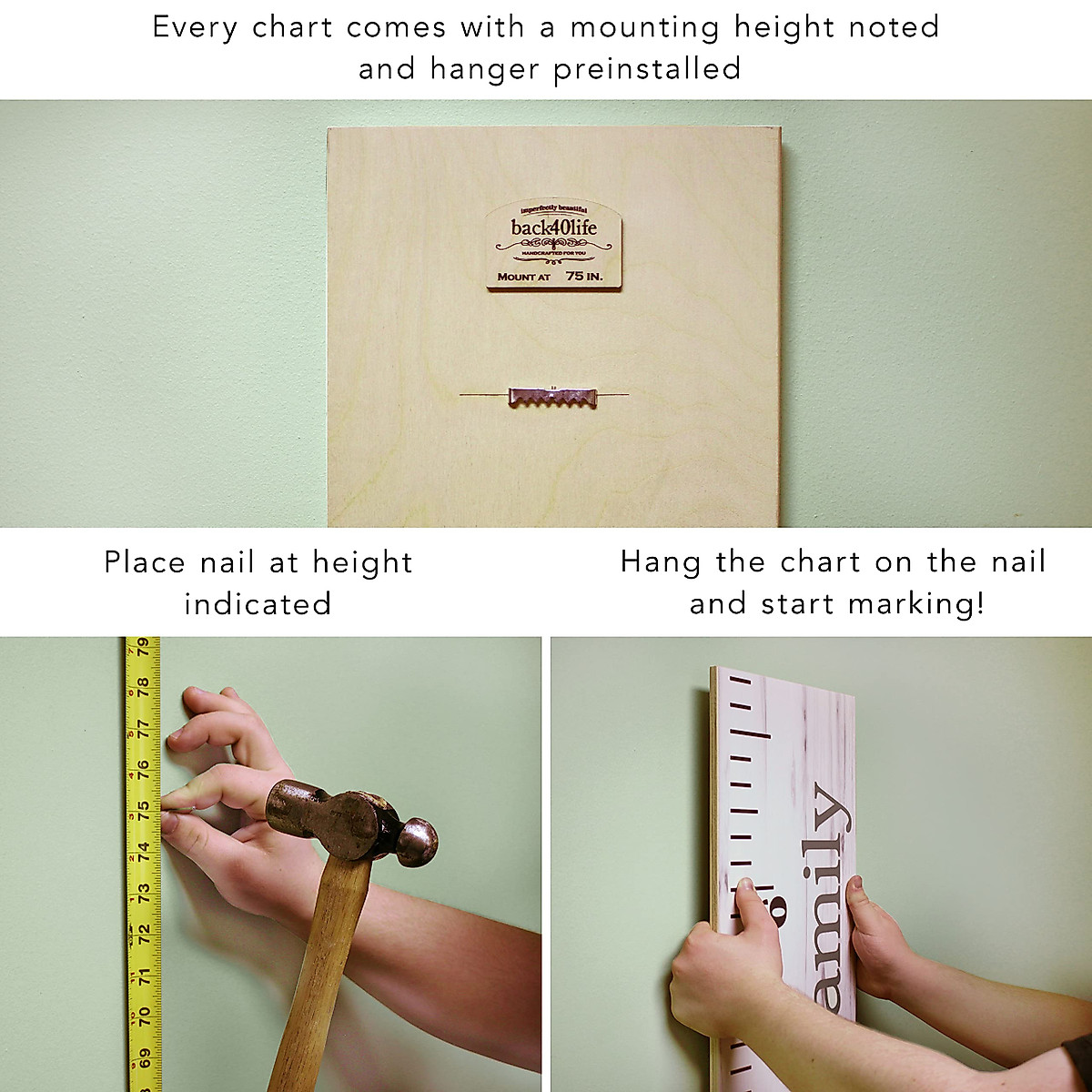 Back40Life Wooden Kids Growth Chart Ruler for Boys and Girls (Adventure Awaits) (Natural Birch)