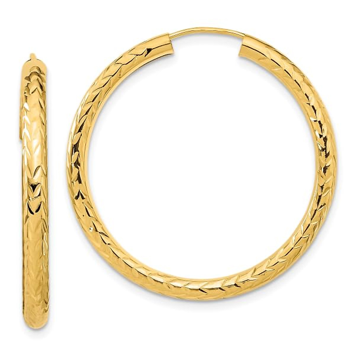 14K Yellow Gold Endless Round Hoop Earrings