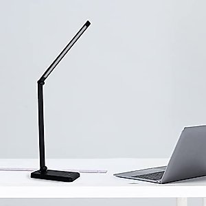 Kitys Fatch LED Touch Sensing Desk Lamp with USB Charging Port, 5 Lighting Modes, 5 Levels of Brightness, 30/60 Minutes Auto Timer, Foldable Desk Lamp for Bedroom, Study Room, (Black)