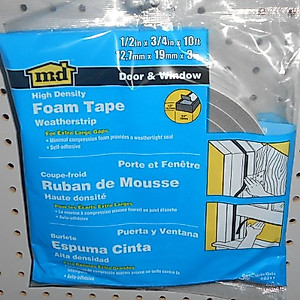 M-D 02311 Closed-Cell Weather-Strip, 3/4 in W X 10 ft L X 1/2 in T, Grey, Packaging May Vary