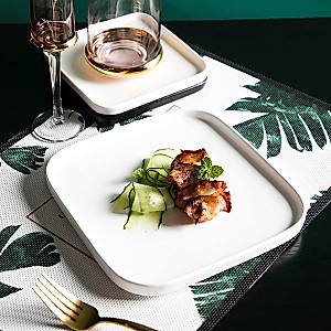 AIYoo Porcelain Dinner Plates White 6 Inch Square Ceramic Dinner Plates Set of 2 Dessert Salad Plates for Kitchen Restaurant Serving Dishes Dinner Plate