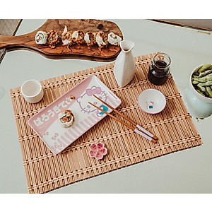 Sanrio Hello Kitty Pink 3-Piece Ceramic Sushi Set With Sauce Bowl and Chopsticks