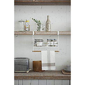 Yamazaki Home Undershelf Shelf Spice Rack-Kitchen Storage, Cabinet Organizer | Plastic + Wood, One Size, White