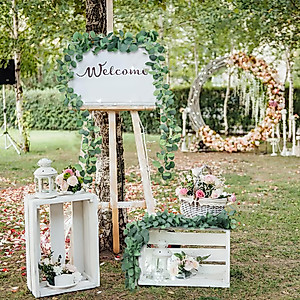 CQURE 6Pcs Eucalyptus Garland,Artificial Eucalyptus Leaves Table Greenery Garland Wreath Vines for Wedding Party Fireplace Bedroom Wall Room Decor