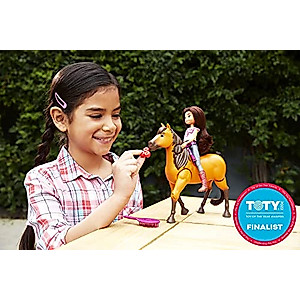Mattel Spirit Untamed Lucky Doll & Spirit Horse Figure, Ride Together Playset & 2 Accessories, Doll "Jumps" & "Rides" on Walking Horse