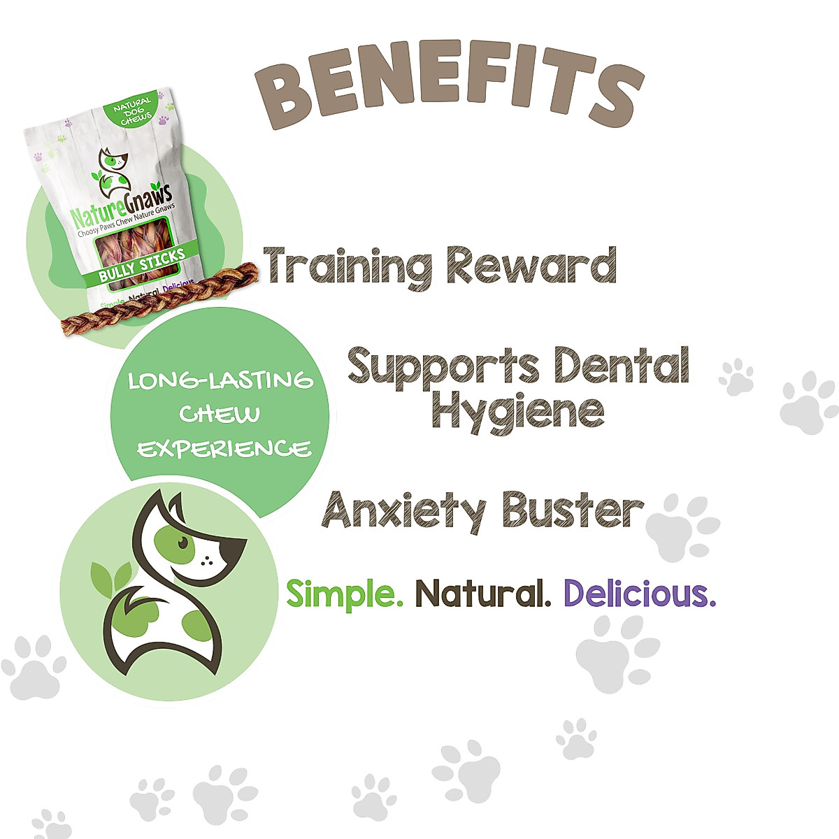 Nature Gnaws Braided Bully Sticks for Dogs 11-12" (10 Count) - Long Lasting for Aggressive Chewers and Large Dogs - Natural Beef Dog Chew Bones