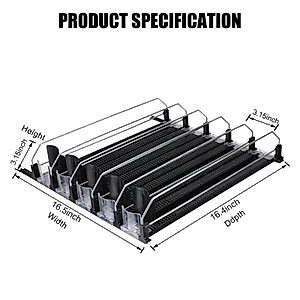 ONCHSH Drink Dispenser for Fridge With Latest Jar Opener Bottle Opener,Automatic Pusher Glide Soda Can Drink Organizer for Refrigerator,Width Ajustable Beverage Self-Pushing-（5，41cm）
