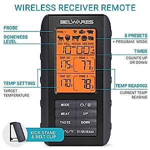 Wireless Meat Thermometer for Grilling & Smoking - Digital BBQ Thermometer with 490ft Remote Range