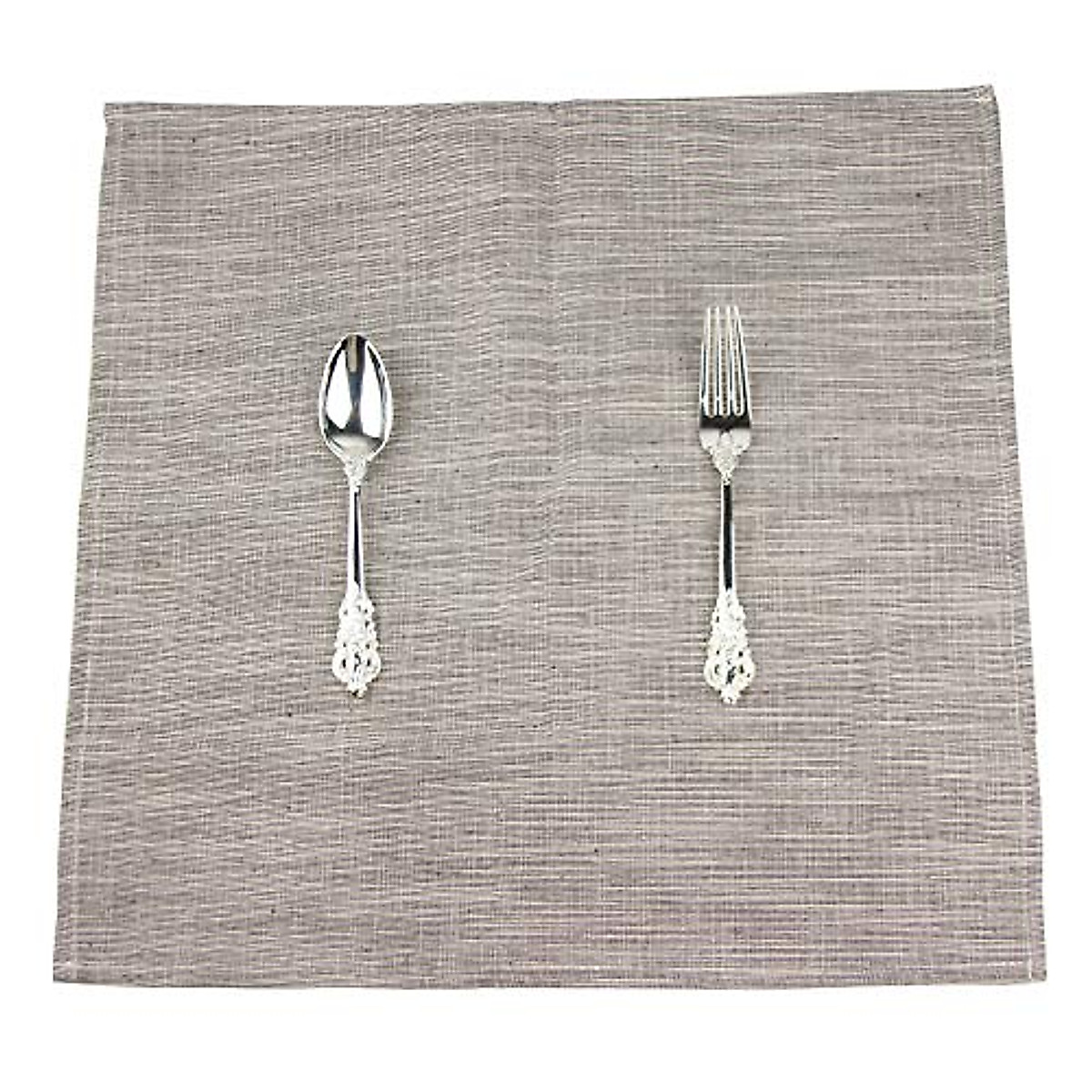 INFEI Vintage Grain Cotton Linen Blended Dinner Cloth Napkins - Set of 12 (17 x 17 inches) - for Events & Home Use (Brown)