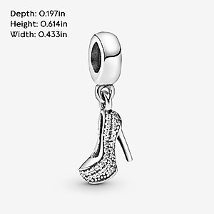 PANDORA Jewelry Pave Stiletto Shoe Dangle Cubic Zirconia Charm in Sterling Silver