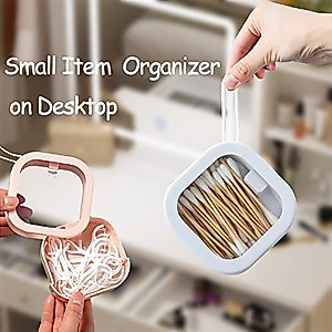 Nvhaly 4 Pcs Hair Tie Organizer, Portable Hair Accessory Storage Containers Small Stackable Hair Ties Qtip Travel Holder Cotton Swab Dispenser Hair Accessories Organizer Box(4PCS,(2Pink+2white))