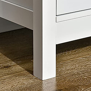 HOMCOM Sideboard, Buffet Cabinet with Tempered Glass Doors and Adjustable Storage Shelf, Credenza, White