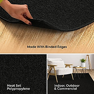 Furnish my Place Modern Indoor/Outdoor Commercial Solid Color Rug - Black, 2' Round, Pet and Kids Friendly Rug. Made in USA, Area Rugs Great for Kids, Pets, Event, Wedding