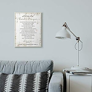 Stupell Industries The Lords Prayer Our Father Rustic Distressed White Wood Look Wall Plaque, 10 x 15, Design by Artist Jennifer Pugh