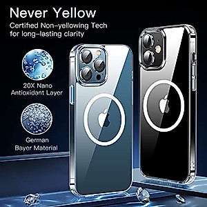 CASEKOO Magnetic Crystal Clear for iPhone 12 & 12 Pro Case [No.1 Strong Magnets][Never Yellow][MIL-Grade Drop Tested] Compatible with MagSafe Protective Slim Cover 6.1''2020-Clear