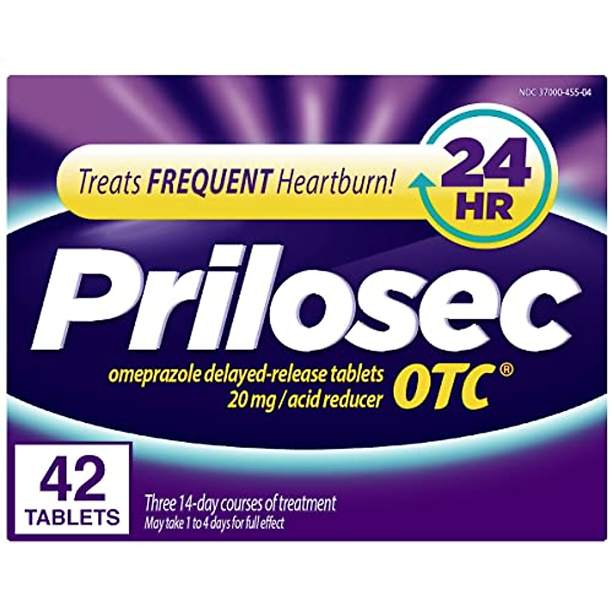 Prilosec OTC, Omeprazole Delayed Release 20mg, Acid Reducer, Treats Frequent Heartburn for 24 Hour Relief, All Day, All Night*, 20mg, 42 Tablets