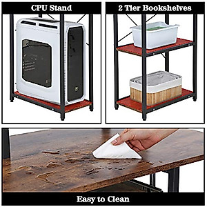 Computer Desk 46" Gaming Writing Desk with Keyboard Tray/Monitor Stand Shelf/Storage Shelves/CPU Stand for Home Office