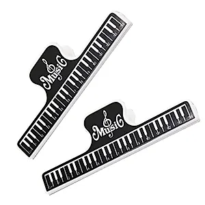 2Pcs Music Book Clip Plastic Sheet Music Holders Page Marker Clips File Clips for Shops Home Office and School Black Page Clips Book Holder