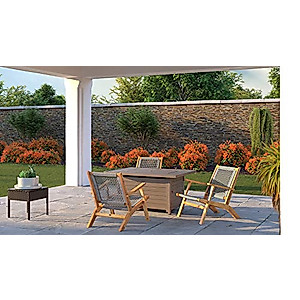 Patio Sense 63635 Vega Natural Stain Outdoor Chair Acacia Wood Construction Woven Web Seat Mid Century Design Comfortable Reclining Armchair Patio Lawn Garden Backyard Deck - Gray Cording