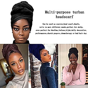 Stretch Turban Jersey Long Headwear Tie for Bed Hair Day Headbands Pink Turban Head Wraps for Black Women
