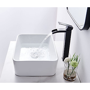 VCCUCINE Rectangular Vessel Sink, 16"X12" Small Bowl Bathroom Vessel Sink, White Ceramic Lavatory Above Counter Art Basin Vanity Sink