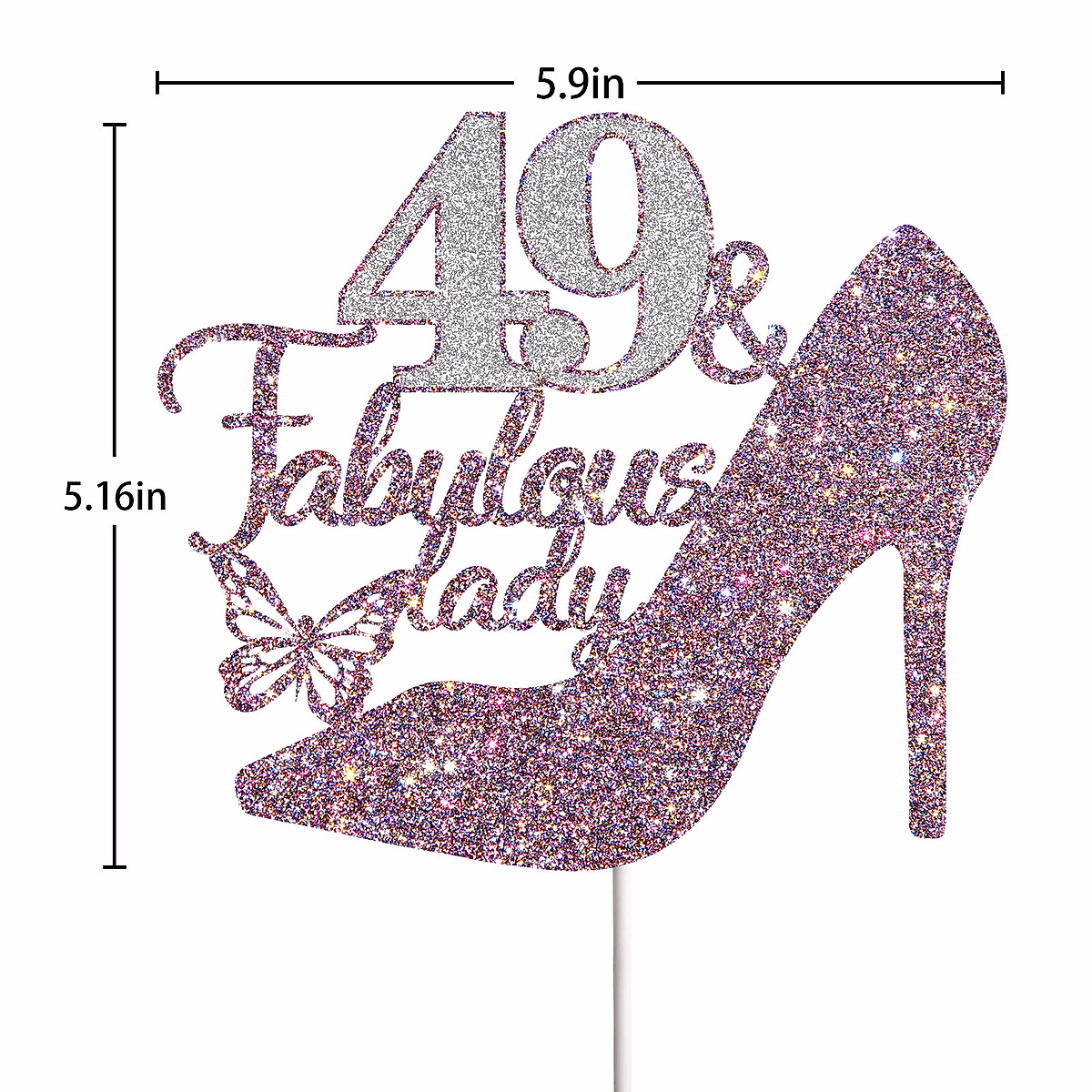 Dalaber 49 & Fabulous Cake Topper, Happy 49th Birthday Party Decoration Supplies Photo Booth Props, 49 & Fabulous Lady Cake Decor - Mix Purple Glitter