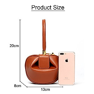 Normia Rita Handbags For Ladies Fashion Retro Genuine Leather Handmade Dumplings Satchel Women Small Shopping Dating Bag… (Black)