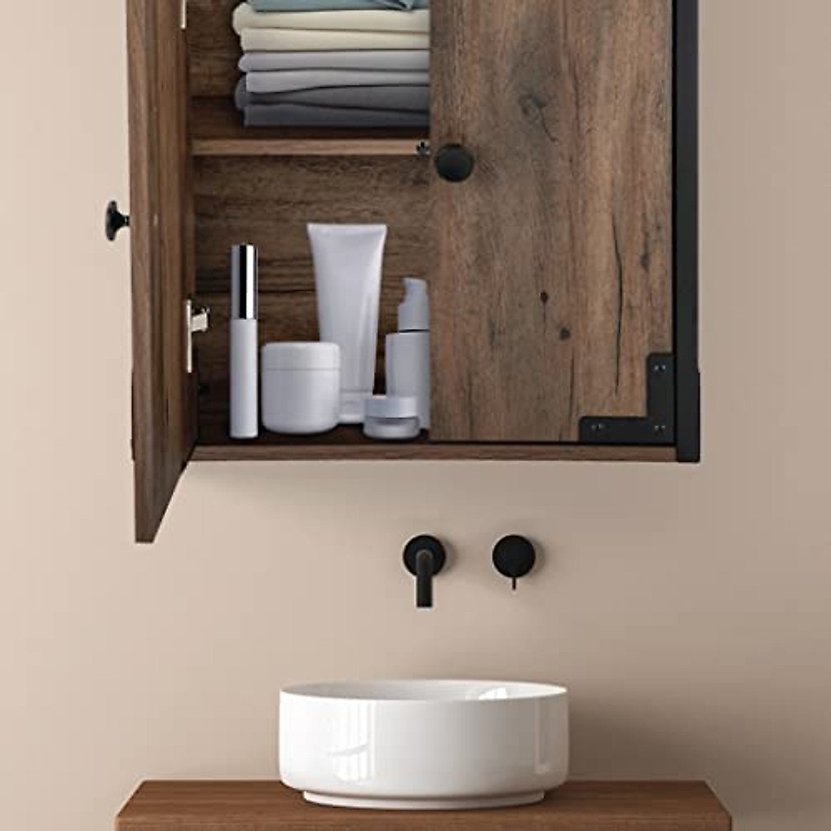 Landia Home Wall Mounted Bathroom Cabinet for Storage, Industrial Themed with a Steel Frame and Adjustable Shelf