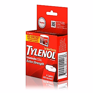 Tylenol Extra Strength Caplets with 500 mg Acetaminophen, Pain Reliever & Fever Reducer, 6 ct