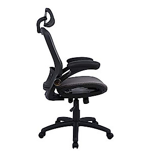 Amazon Basics Adjustable High-Back Mesh Chair with Flip-up Arms and Head Rest – Grey