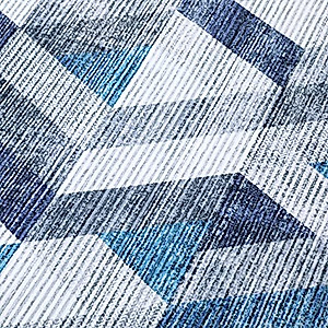 Zacoo Abstract Area Rug, Geometric Diamond Lattice Rug Moroccan Modern Area Rug Bedroom Rug Low Pile Small Throw Carpet for Living Room Dining Room Nursery, Navy/Grey, 4 x 6 Feet