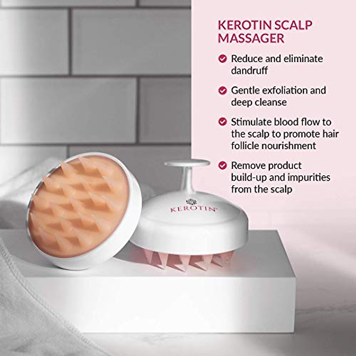 Kerotin Scalp Massager Hair Growth, Manual Soft Silicone Shampoo Brush, Handheld Scalp Massager, Scalp Scrubbie. Stimulates Hair Growth, Remove Dandruff. Waterproof