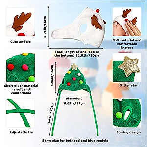 6 PCS Cat Christmas Outfit Cat Santa Hat with Scarf Cute Christmas Elk Antler Reindeer Cat Hat Green Santa Dog Hat Christmas Pet Costume Adjustable Puppy Dog Cap for Cat Costumes Xmas Party Supplies