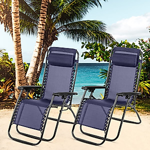 Patio Chair Outdoor Furniture Zero Gravity Chair Patio Lounge Camping Chair Set of 2 Recliner Adjustable Folding for Pool Side Camping Yard Beach