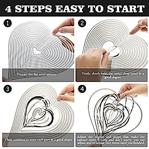 Chitidr 3D Stainless Steel Wind Spinner Beating Heart Wind Spinner Flowing-Light Effect Wind Chime with 2 Pieces Mini Heart Decor for Outdoor Garden Decorations