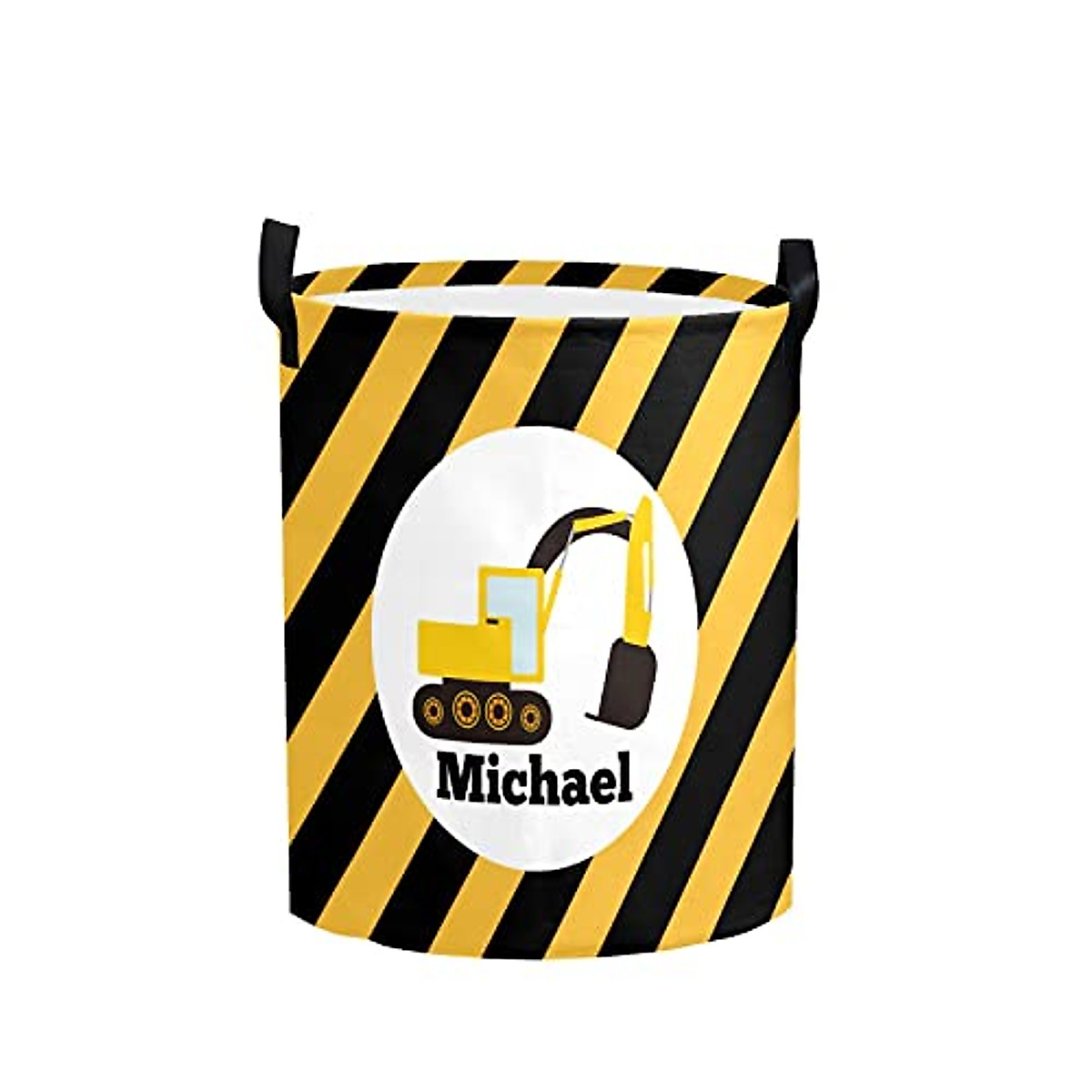 Personalized Laundry Basket Hamper,Truck Construction Machinery,Collapsible Storage Baskets with Handles for Kids Room,Clothes, Nursery Decor