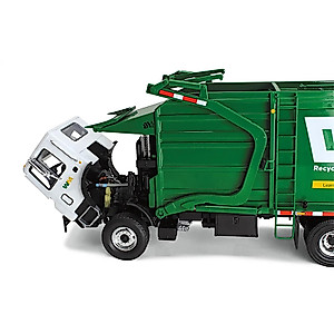 Mack TerraPro Waste Management Refuse Garbage Truck with Wittke Front Load White and Green with Garbage Bin 1/34 Diecast Model by First Gear 10-4001D