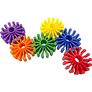 Mandarin Bird Toys by M&M 1000 Foot Gear Pk6 - Brightly Colored Durable Plastic Foot Toy Pieces, Lots of Smooth Gear Spokes, Interlocks on Side and Center, Great for Small to Medium Size Pet Birds