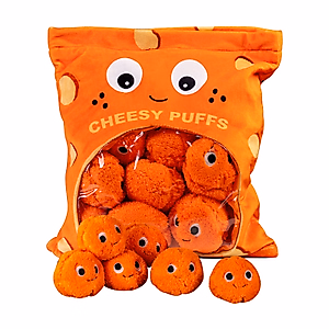 Cheesy Puffs Plush Toy Balls, Puff Cheese Puff Stuffed Toy Game Pillow Cushion Cute Plush Pillow Throw Pillow, Creative Removable Stuffed Animal Toys (Big 9 Balls)