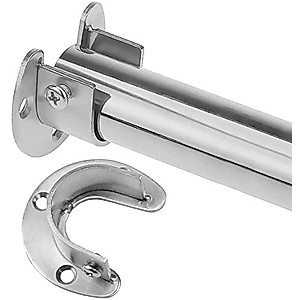 HQDeal 2 Pack Stainless Steel Closet Pole Sockets, Heavy Duty Closet Rod End Supports U Shaped Flange Rod Holder with Screws for Wardrobe Bracket Shower Curtain Rod Flange Socket Kit (25mm)