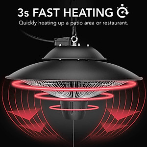 Simple Deluxe Ceiling Mounted Patio Outdoor Heater for Balcony, Courtyard,With Overheat Protection