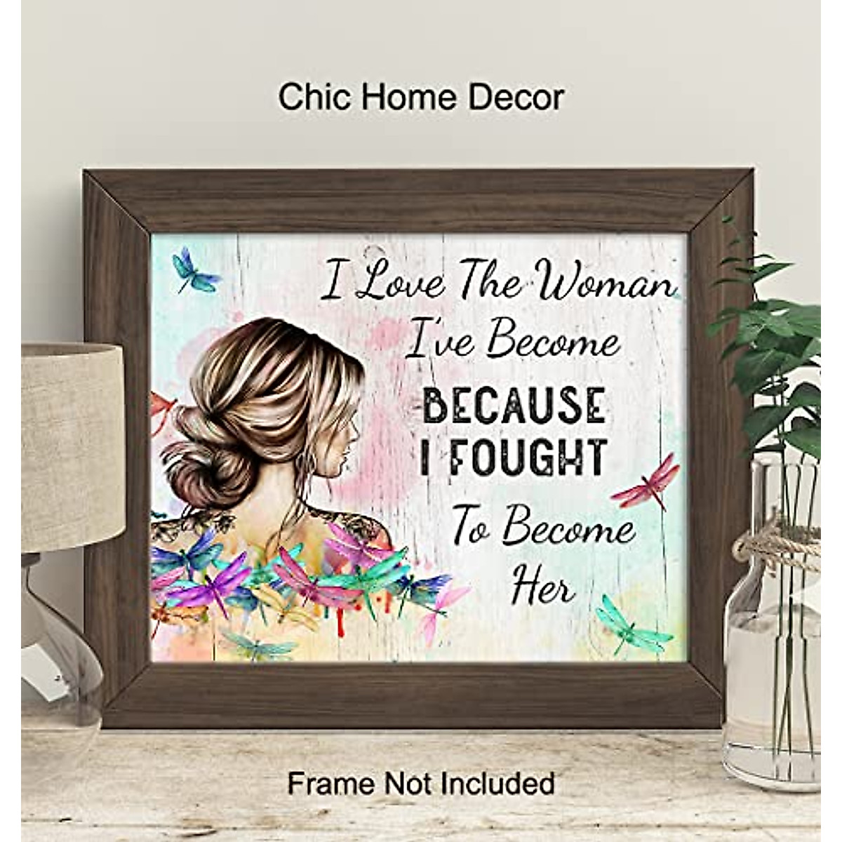 Boho Inspirational Wall Art for Women - Positive Quotes Sayings for Wall Decor- Encouragement Gifts Teens Girls - Motivational Wall Art Posters - Rustic Hippie Dragonfly Decor - Positive Affirmations