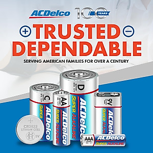 ACDelco 24-Count C Batteries, Maximum Power Super Alkaline Battery, 7-Year Shelf Life, Reclosable Packaging
