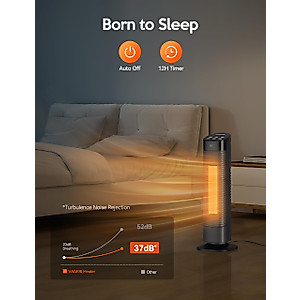 VAGKRI 24" Space Heater, 1500W PTC Ceramic Heater with Adjustable Thermostat, 3 Modes, 90° Oscillating, Timer, Remote Control, Electric Heaters for Indoor Use Large Room, Home, Office