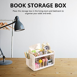 NUOBESTY Decor Book Shelf Book Stand Storage Shelves Bookshelf Magazine Rack Delicate Book Rack Tabletop Book Holder Household Book Rack White Double Layer Small Desk pp Office