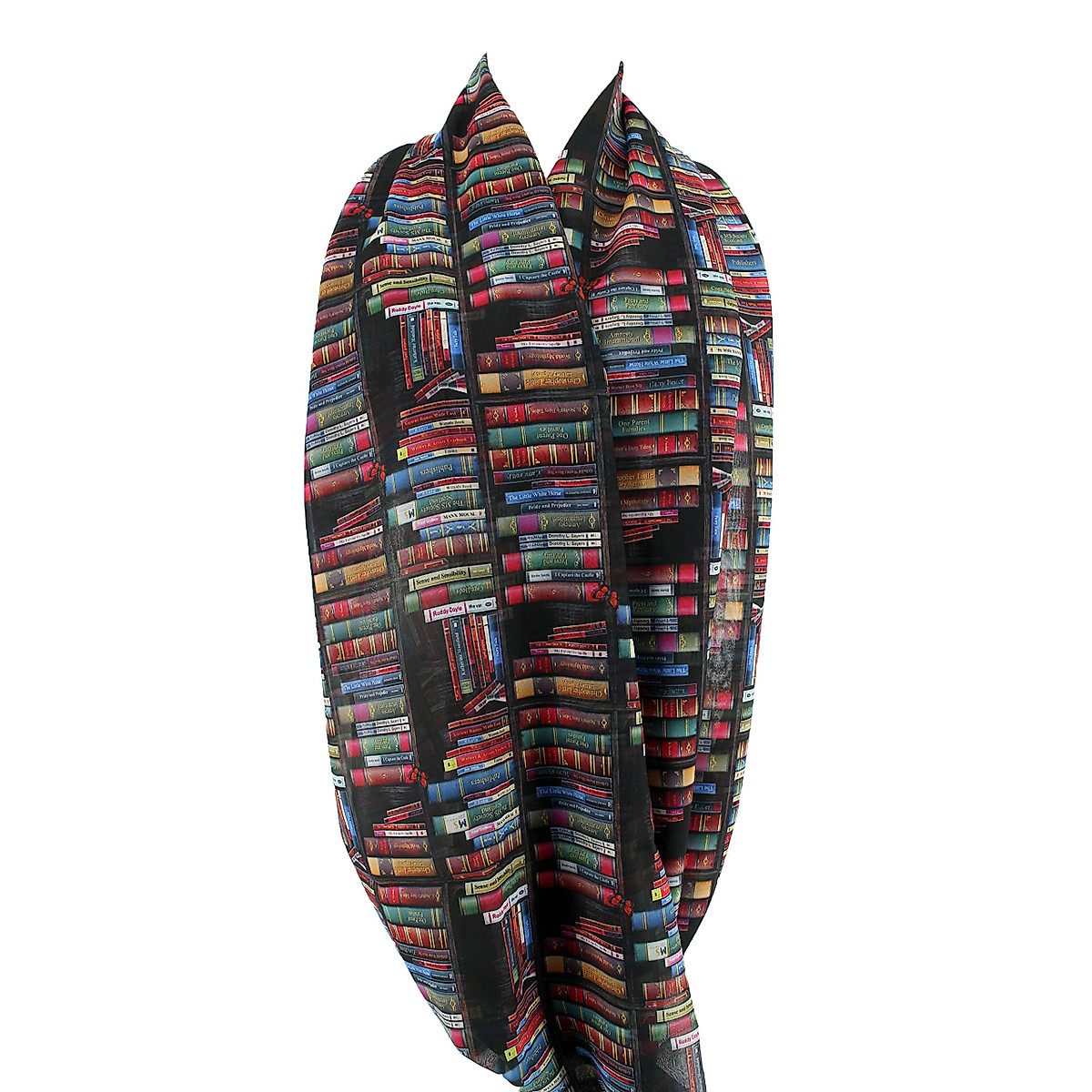 Etwoa's Bookshelf Black Infinity Scarf Circle Scarf Loop Scarf, Large