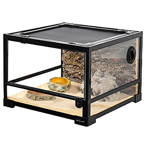 REPTIZOO 18 Gallon Glass Reptile Terrarium 18"x18"x12" Knock Down Reptile Tank with Front Opening Door,Reptile Enclosure for Leopard Gecko, Lizard, Tarantulas, Arboreal Frog