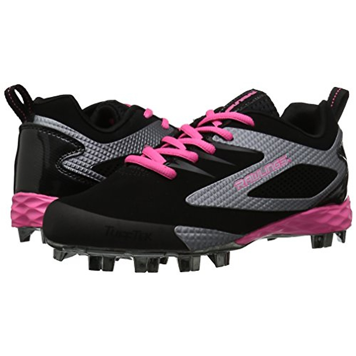 Rawlings Girl's Capture Baseball Shoe, Black/Pink, 3.0 M US Little Kid