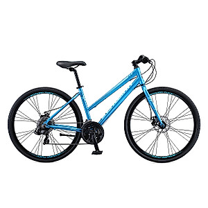 Schwinn Volare 1200 Flat Bar Hybrid Sports Road Bike, Men and Women, 21-Speed, 700c Wheels, 17-Inch Aluminum Frame, Disc Brakes, Blue
