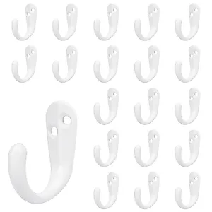 NearMoon Coat Hooks Wall Mounted - Heavy Duty Metal Single Prong Robe Hanger Rustproof Wall Hooks for Towel Hat Key Bag on Bathroom, Kitchen, Livingroom(20 Pack, White)